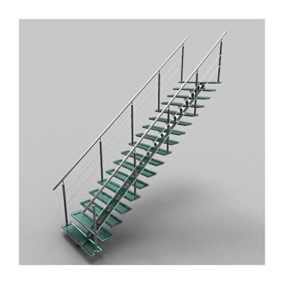 Cina Laminated glass steps stairs mono stringer decorative glass staircase in vendita