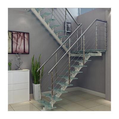 Cina Glass railing staircase design single stringer steel glass staircase in vendita