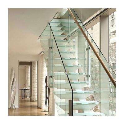 Cina Bespoke glass staircases single stringer glass step price staircase in vendita