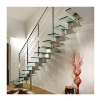 China Glass staircase china central stringer glass open riser staircase for sale