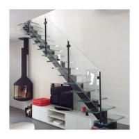 China Glass staircase china central stringer glass open riser staircase for sale