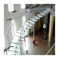 China Glass staircase china central stringer glass open riser staircase for sale