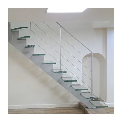 Cina Tempered glass panel stairs mono keel beam straight stringer glass staircase in vendita