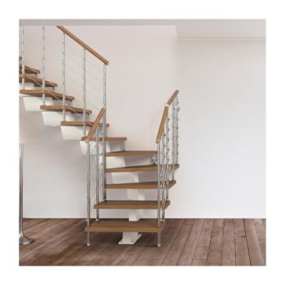 中国 House project timber tread staircase single keel straight stairway solid wood 販売のため