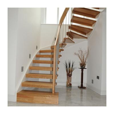 Cina Factory supply stair nosing wood price central stringer solid wood step straight staircase in vendita