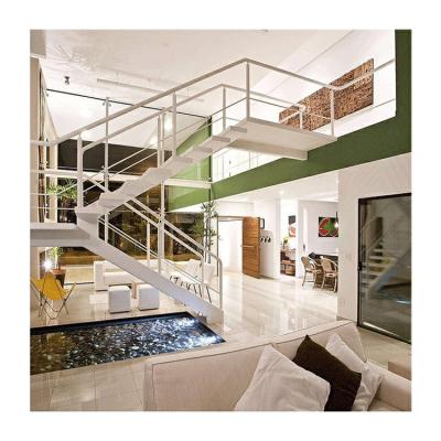 Cina Wholesale agent customize wood balcony banister central keel center beam wood tread straight stairway in vendita