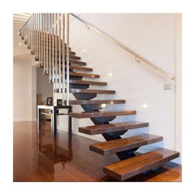 Cina Household individual  timber staircase mono stringer oak wood steps straight stairway in vendita