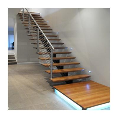 中国 China factory safety wood veneer stairs unique keel steel wood residential straight stairway 販売のため