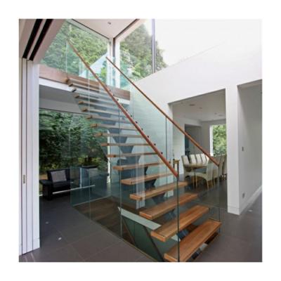 Cina Original factory wood step stair mono stringer modern straight staircase in vendita