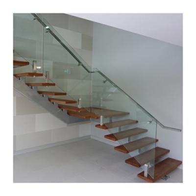 Cina Original factory wood step stair mono stringer modern straight staircase in vendita