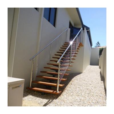 Cina Factory customize villa wood stair railing single beam straight stairway wood in vendita
