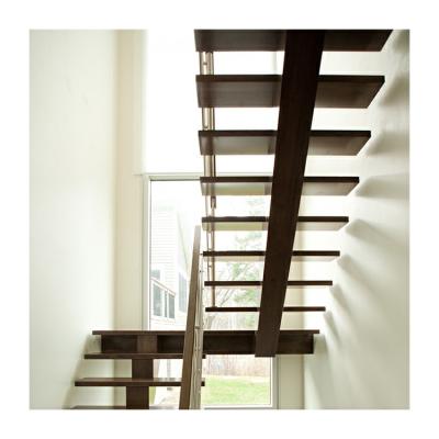 Cina Factory customize villa wood stair railing single beam straight stairway wood in vendita