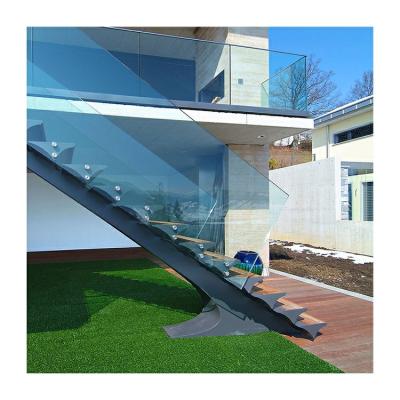 Cina Factory customize villa wood stair railing single beam straight stairway wood in vendita
