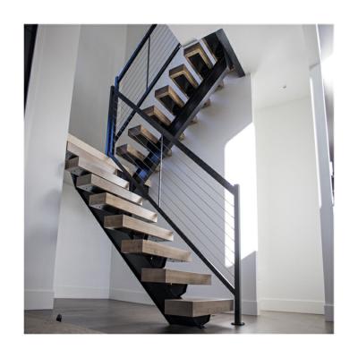 中国 Made in China invisible stringer wood step staircase one beam solid wooden straight staircase 販売のため
