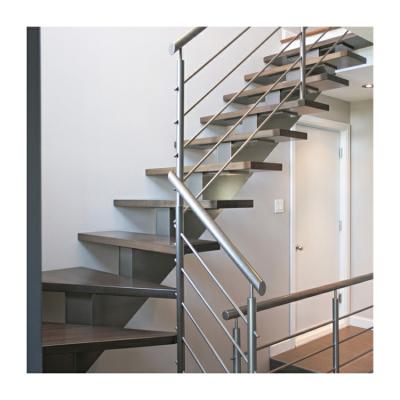 中国 Made in China invisible stringer wood step staircase one beam solid wooden straight staircase 販売のため