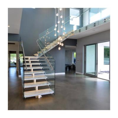 Cina Factory sale easy install wooden steps staircase central stringer ready made straight wooden stairway in vendita