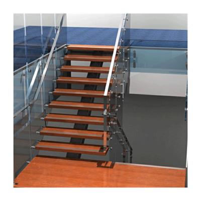 China Villa wood handrails for stairs mono stringer straight solid wood stairway à venda