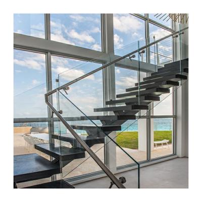 Cina Foshan factory oak wood cheese boards single stringer wood read straight stairs in vendita