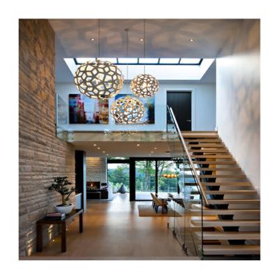 Cina Foshan factory oak wood cheese boards single stringer wood read straight stairs in vendita