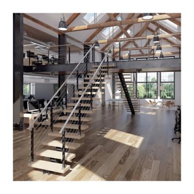 Cina WilliamArchi wood and iron railings for stairs central stringer wood straight floating stairs in vendita