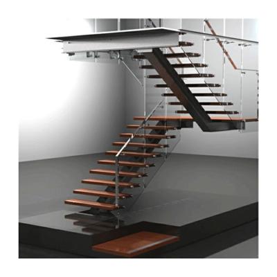 Cina WilliamArchi wood and iron railings for stairs central stringer wood straight floating stairs in vendita