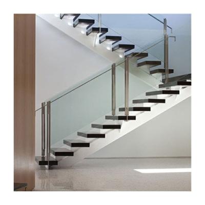 Cina Department solid wood tread and rod railing stair mono stringer wood stairway straight in vendita