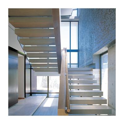 Cina Apartment wooden stairs shaped u single stringer straight staircase kits in vendita