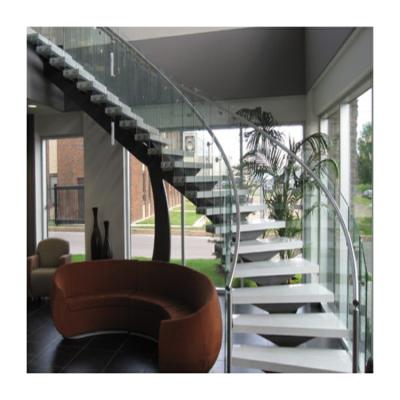 Cina Factory sale wood staircase with led single stringer solid wood thread straight stairway in vendita