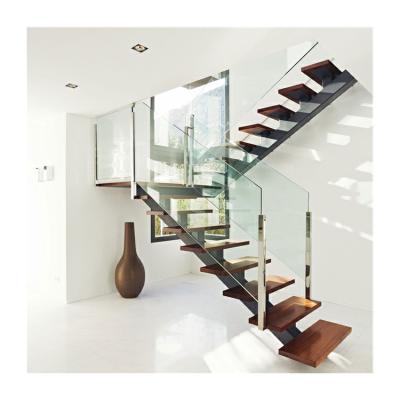 Cina Library staircase in wood central keel straight staircase in vendita