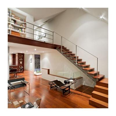 Cina Library staircase in wood central keel straight staircase in vendita