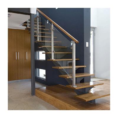 Cina General direct sales wooden stairs for sale mono beam straight floating stairs wood in vendita
