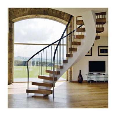 Cina Made in China wood stair balustrade handrail single beam steel wood straight staircase in vendita