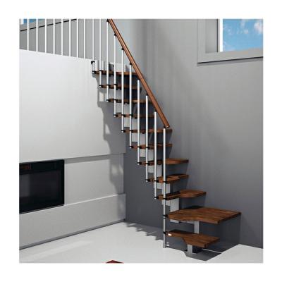 Cina Made in China solid wood stair components single beam wood straight stairs in vendita