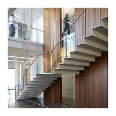 Cina China factory l shape steel wood staircase single keel wood thread straight stair in vendita