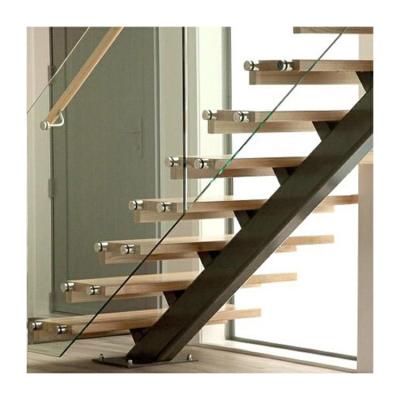 Cina China supplier interior wooden stair central keel modern straight glass wood stairs in vendita