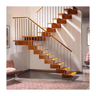 中国 Hotel used wooden tread staircase mono stringer straight stairway wood tread 販売のため