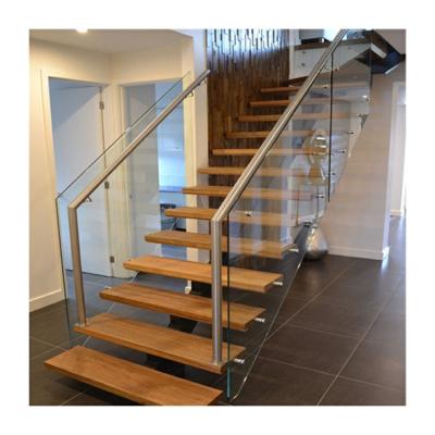 中国 Hotel used wooden tread staircase mono stringer straight stairway wood tread 販売のため