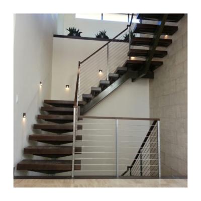 中国 Wholesale agent used indoor solid wood railing stairs mono stringer cheap solid wood staircase straight 販売のため