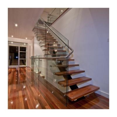 中国 Factory wholesale outdoor wooden stairs single keel metal and wood straight stiar designs 販売のため