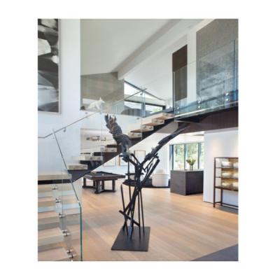 中国 WilliamArchi wooden handrail central stringer interior wooden straight stairs 販売のため