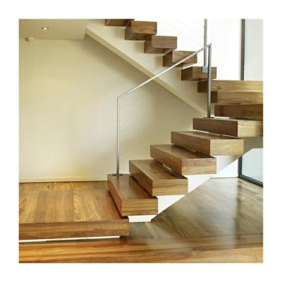 中国 Factory direct stainless steel wood stair unique keel steel solid wood straight staircase 販売のため
