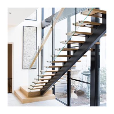 Cina House project steel-wood stairs mono beam steel wood Straight Stairs in vendita