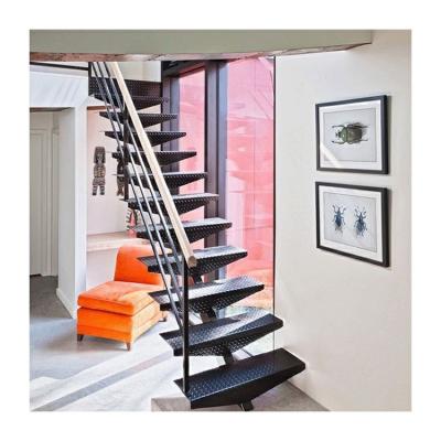 Cina Residential l shaped wood staircase single stringer wooden steps' straight stair in vendita