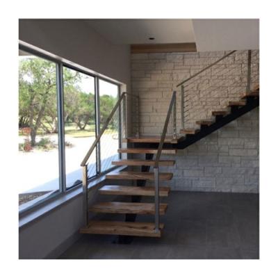 Cina Residential l shaped wood staircase single stringer wooden steps' straight stair in vendita