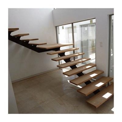 Cina China european design wood stair armrest one beam steel wood residential straight stairs in vendita