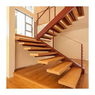 中国 Factory wholesale folding wood stairs single keel wood tread straight stairs 販売のため