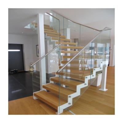 中国 Art gallery metal straight staircase decorative wooden stairs 販売のため