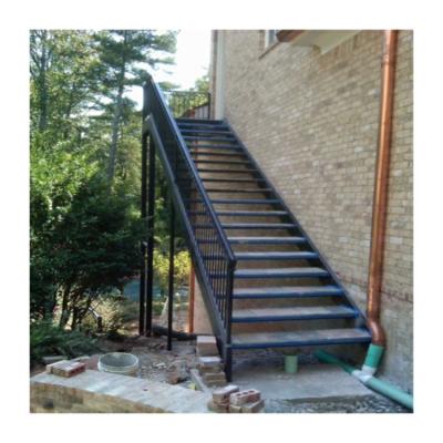Cina 2023 Straight Metal Stair Double Stringer Cable Railing Straight Staircase in vendita