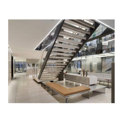 Cina Original factory interior straight staircase steel support wood tread Stairs in vendita