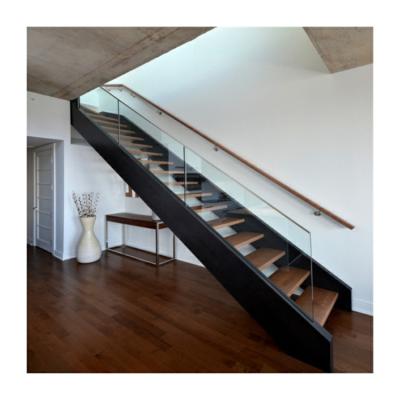 Cina New arrivals glass staircase straight simple wood stairs in vendita